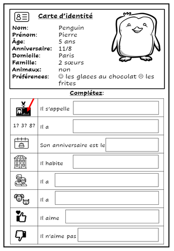 French Personal Information ID Cards | Teaching Resources