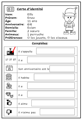 French Personal Information ID Cards | Teaching Resources