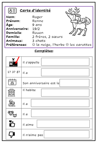 French Personal Information ID Cards | Teaching Resources