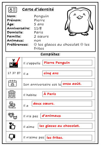 French Personal Information ID Cards | Teaching Resources