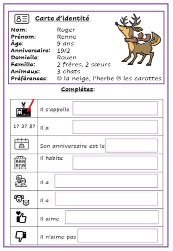 French Personal Information ID Cards | Teaching Resources