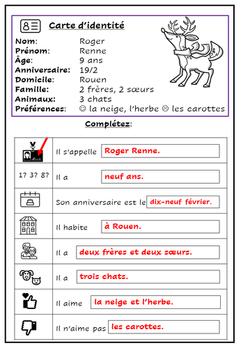 French Personal Information ID Cards | Teaching Resources