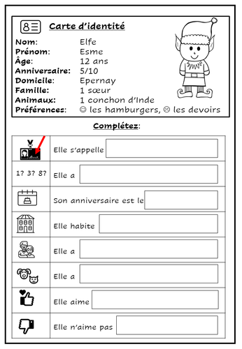 French Personal Information ID Cards | Teaching Resources