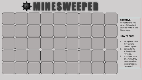 Minesweeper Fitness Game | Teaching Resources