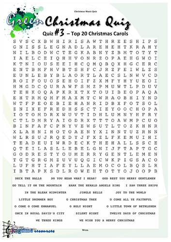 CHRISTMAS MUSIC QUIZ [FIND THE SONGS] | Teaching Resources