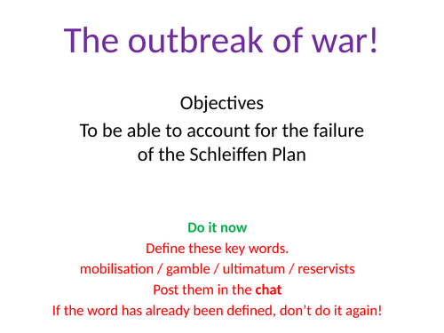 The outbreak of war | Teaching Resources