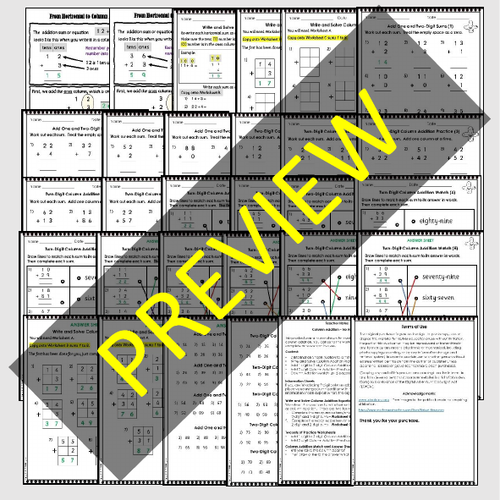 Addition Column Vertical Addition Worksheets No Regrouping | Teaching ...