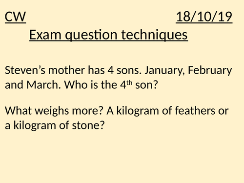 Exam Question Techniques | Teaching Resources