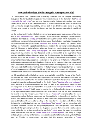 An Inspector Calls - GRADE 9 Essay on Sheila Birling AQA GCSE English ...