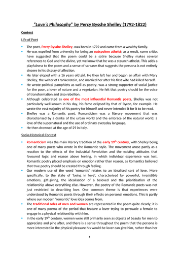 (2) Love's Philosophy by Percy Bysshe Shelley - GRADE 9 Poem Notes AQA ...
