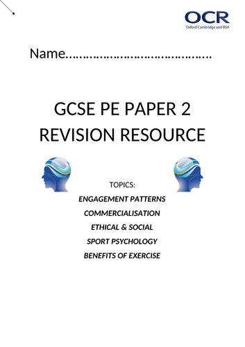 OCR PE GCSE Paper 2 Revision Spider Diagram | Teaching Resources