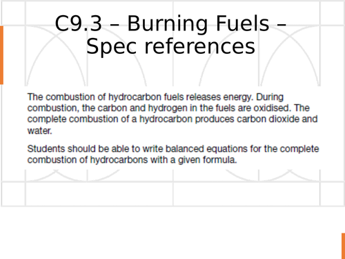 AQA GCSE Chemistry (9-1) C9.3 Burning hydrocarbon fuels FULL LESSON ...