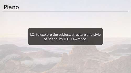 Piano - D.H. Lawrence (Edexcel IGCSE English Literature) | Teaching ...