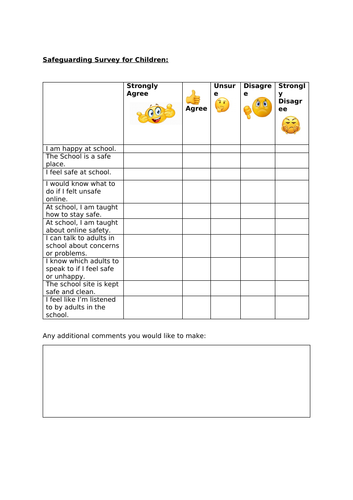 Safeguarding Surveys and letter- for parents, staff and children ...