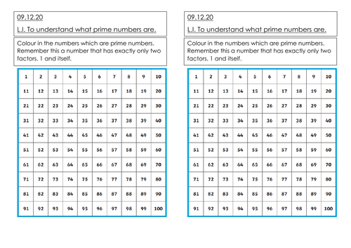 Prime Numbers Year 5 Colouring Task | Teaching Resources