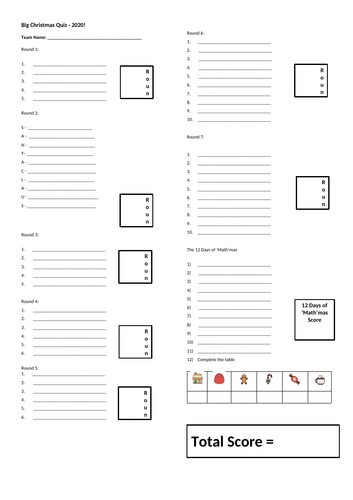 Big Christmas Maths Quiz 2020 | Teaching Resources