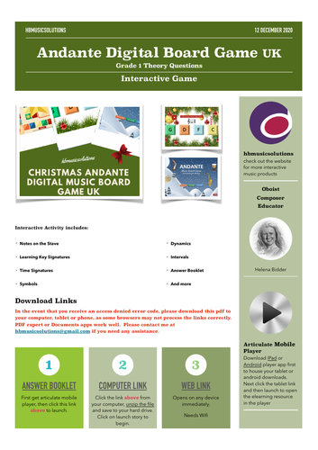 Christmas Andante Digital Interactive Board Game UK Version | Teaching ...