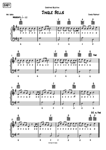 "JINGLE BELLS" [EASY PIANO ARRANGEMENTS] | Teaching Resources
