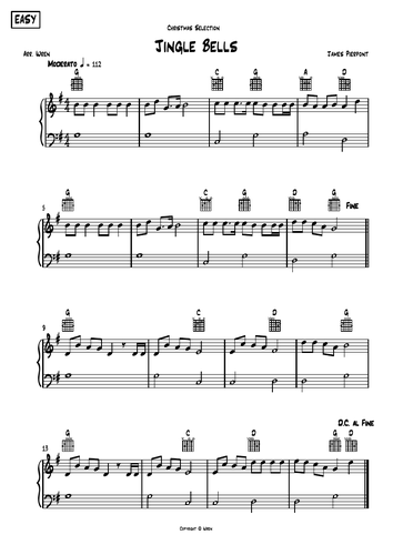 "JINGLE BELLS" [EASY PIANO ARRANGEMENTS] | Teaching Resources