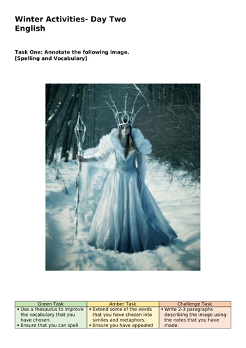 Christmas / Winter English Entire Week Differentiated No Prep ...