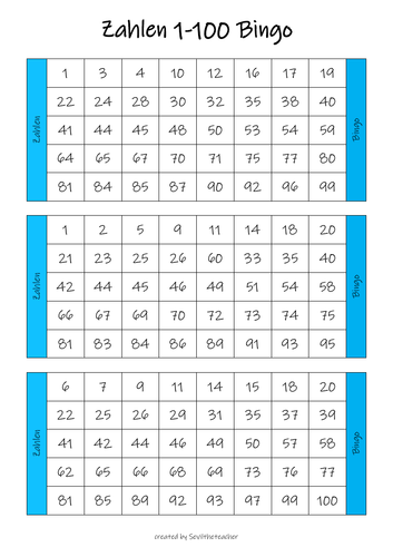 DAZ/DAF Zahlen 1-100 Bingo | Teaching Resources