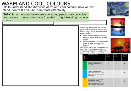 Warm and cool colours worksheet | Teaching Resources