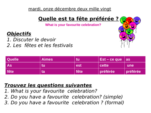 On fait la fete.. | Teaching Resources