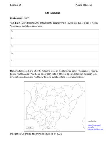 Purple Hibiscus SOW and resources with answers Part 2 | Teaching Resources