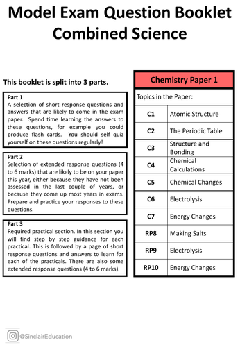 AQA GCSE Chemistry Paper 1 Revision Booklet | Teaching Resources