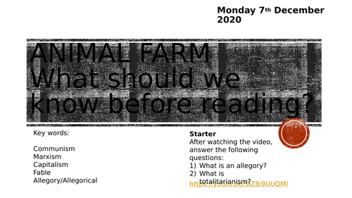 Animal Farm Context Lesson for AQA English Literature GCSE | Teaching ...