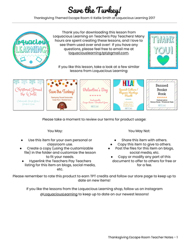 Save the Turkey! Customizable Thanksgiving Themed Breakout Game w ...