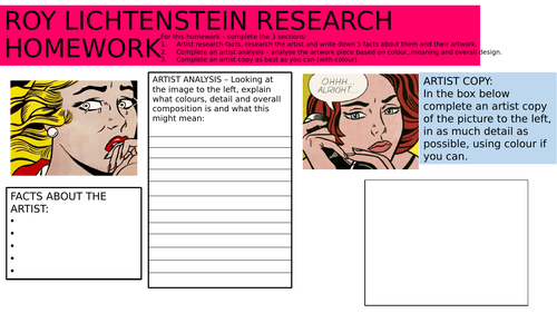 Roy Lichtenstein - Comic book design lesson | Teaching Resources