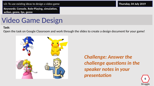 ICT, Digital Media and Computing: Video Game Design, Pitch and Graphic ...
