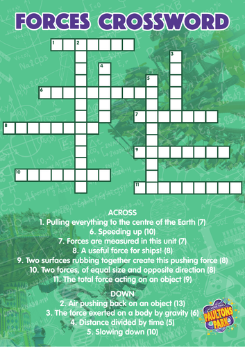 Forces / Physics Crossword KS3 | Teaching Resources