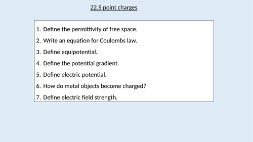 A level Physics (22.5) Point charges (Electric fields) | Teaching Resources