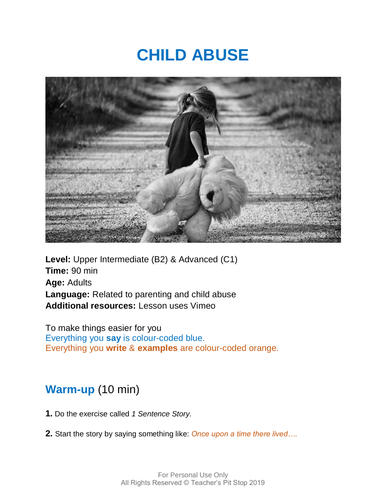 ESL Lesson - CHILD ABUSE | Teaching Resources