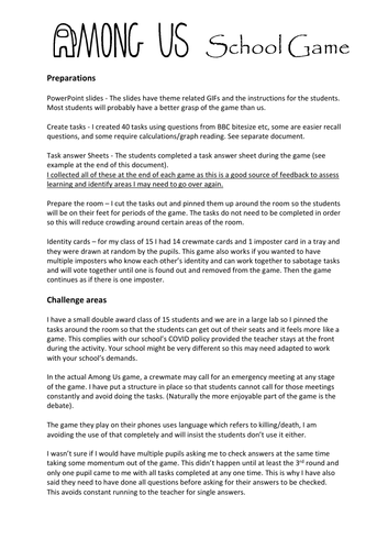 Fun Among Us School Game | Teaching Resources