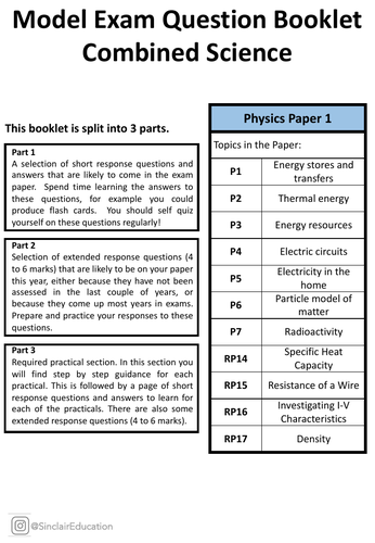 AQA GCSE Physics Paper 1 Revision Booklet | Teaching Resources
