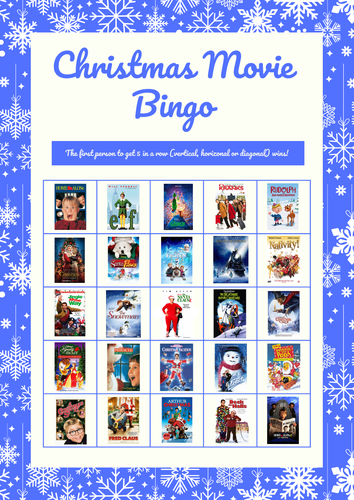 Christmas Movie Bingo - 5 X Bingo Game Sheets and 1 Grid Card. Fun ...
