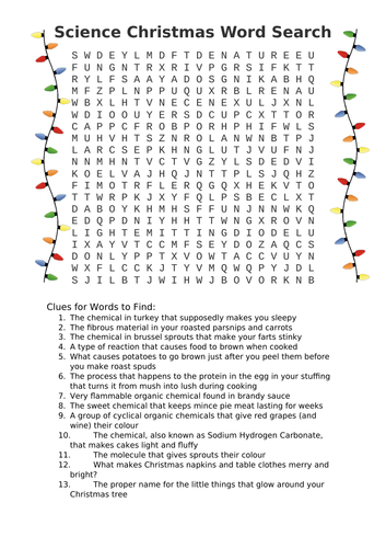 Christmas Science Crossword and Wordsearch | Teaching Resources