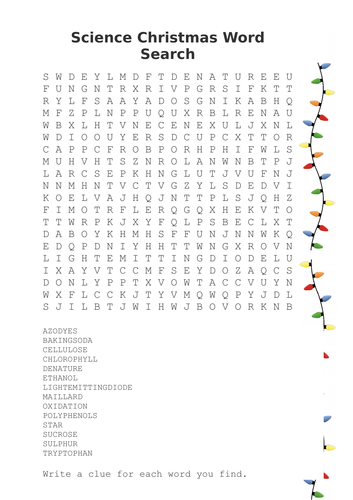 Christmas Science Crossword and Wordsearch | Teaching Resources