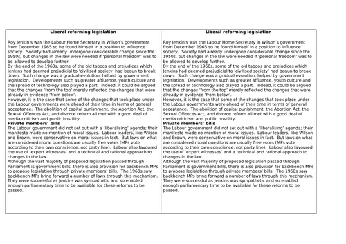AQA A level modern Britain, 1951-2007, Liberal reforming legislation ...