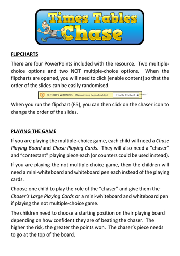 Times Tables Chase | Teaching Resources