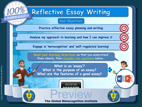 Metacognition Reflective Essay Toolkit (Self-Regulated Learning & Essay ... Metacognition Reflective Essay Toolkit (Self-Regulated Learning & Essay ...