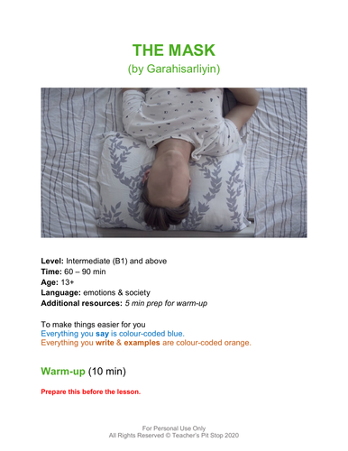 ESL - Based on the Short Film THE MASK (by Garahisarliyin) | Teaching ...