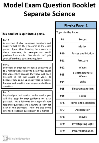 AQA GCSE Physics Paper 2 Revision Booklet | Teaching Resources