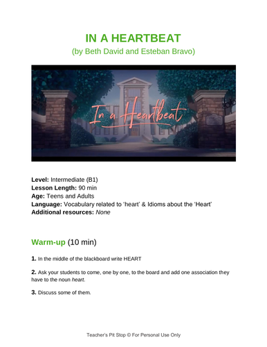 ESL - Based on the short film IN A HEARTBEAT (by Beth David and Esteban ...