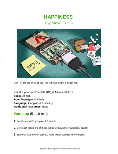 ESL - Based on the short film HAPPINESS (by Steve Cutts) | Teaching ...