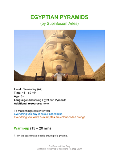 ESL - Based on the short film EGYPTIAN PYRAMIDS (by Supinfocom Arles ...