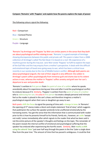 AQA POETRY ANTHOLOGY: 'REMAINS' AND 'POPPIES' | Teaching Resources